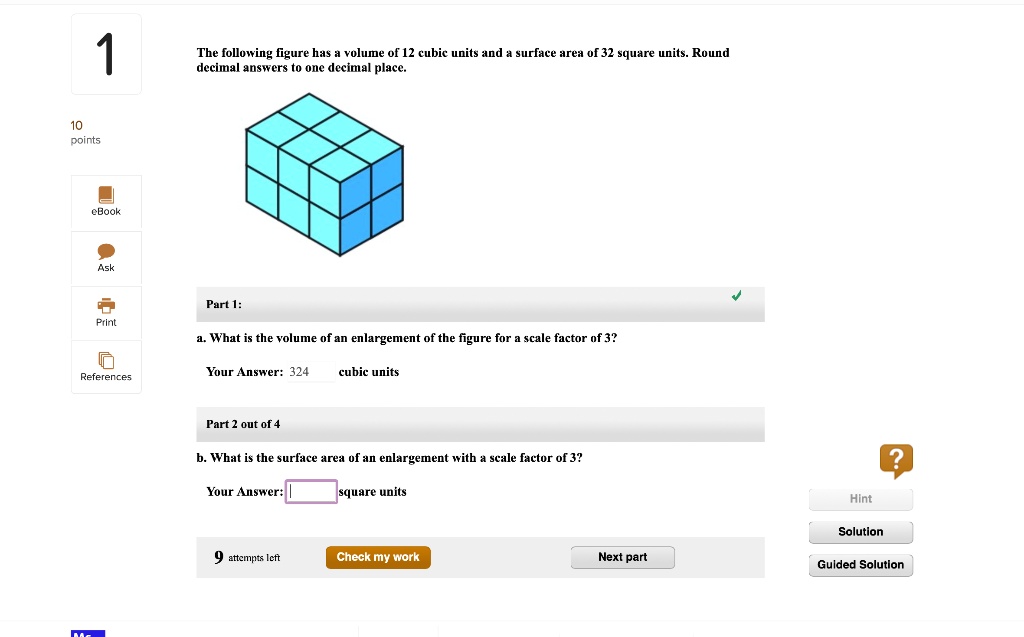 SOLVED: The following figure has a volume of 12 cubic units and a ...