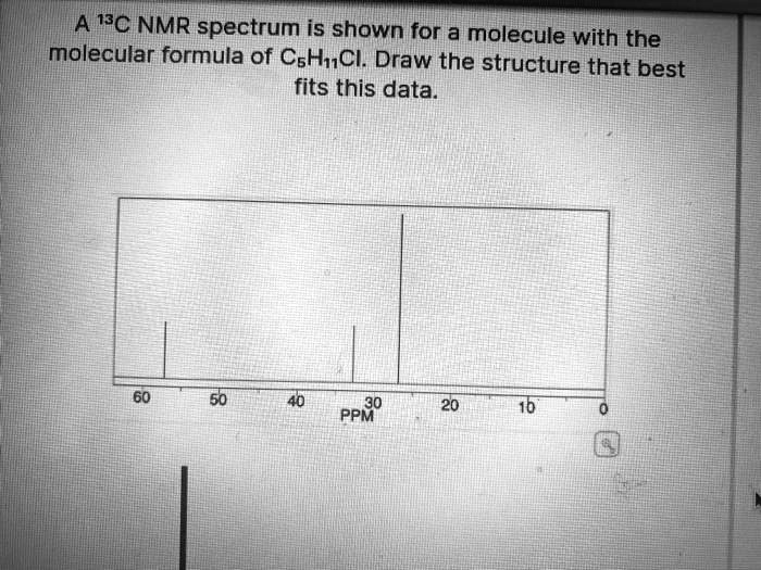 A ^13C NMR spectrum is shown for a molecule with the molecular formula ...