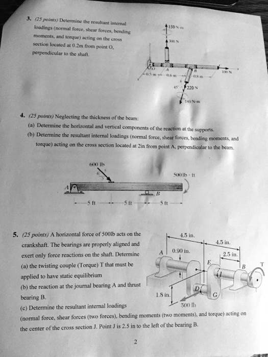 3. (25 points) Determine the resultant internal loadings (normal force ...
