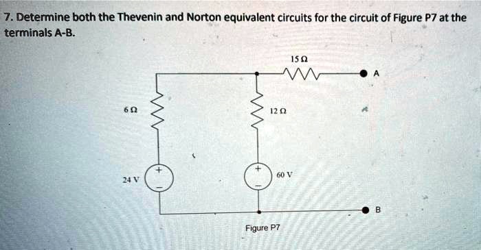 7 . Determine both the Thevenin and Norton equivalent circuits for the circuit of Figure P7 at ...