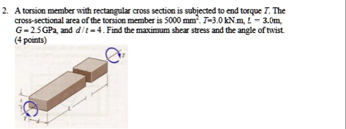 2 a torsion member with rectangular cross section is subjected to end ...