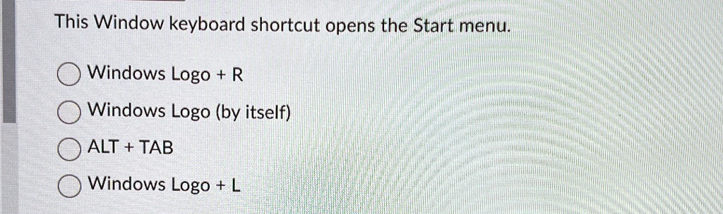 This Window keyboard shortcut opens the Start menu. Windows Logo + R ...