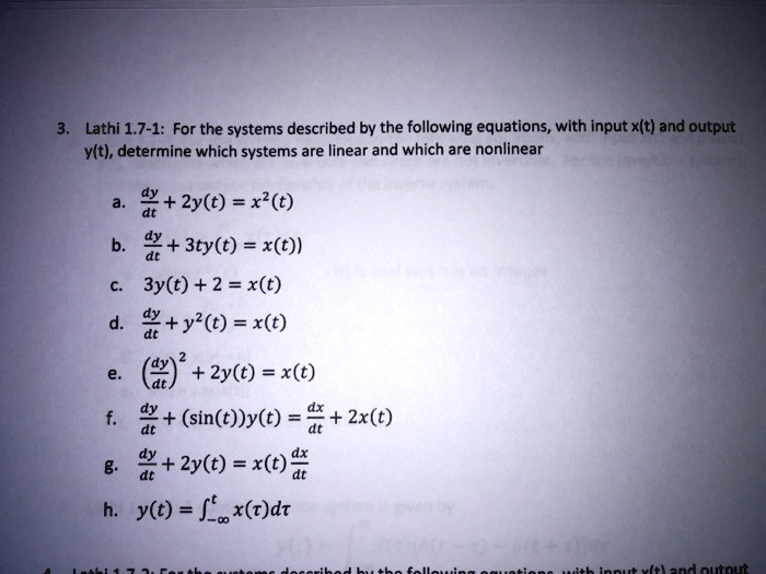 Lathi 17 1 For The Systems Described By The Following Equations With Input Xt And Output Ylt 1924