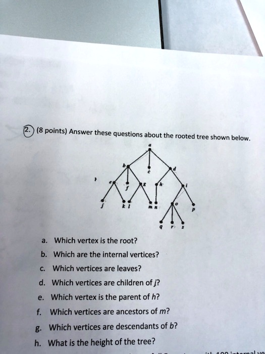 (8 points) Answer these questions about the rooted tree shown below ...