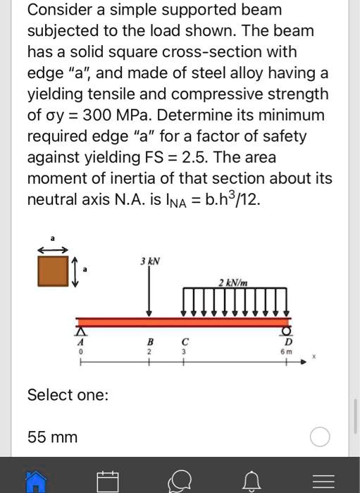 Consider a simple supported beam subjected to the load shown.The beam ...