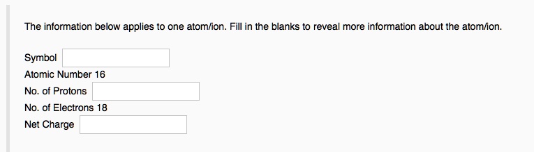 the information below applies t0 one atomlion fill in the blanks t0 ...