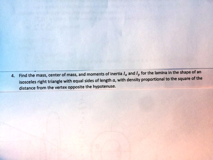 SOLVED: Find the mass, center of mass, and moments of inertia /z and ly for the lamina in the ...