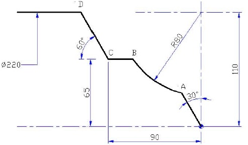 SOLVED: Write a G code program for a CNC lathe to machine the shape as ...