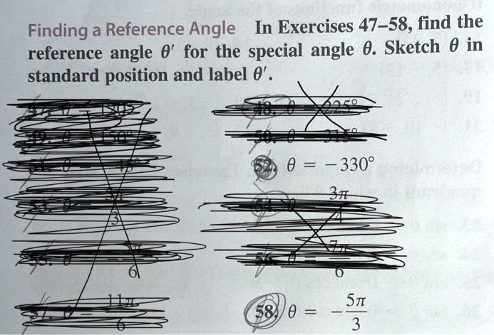 SOLVED: Finding a Reference Angle In Exercises 47-58, find the ...