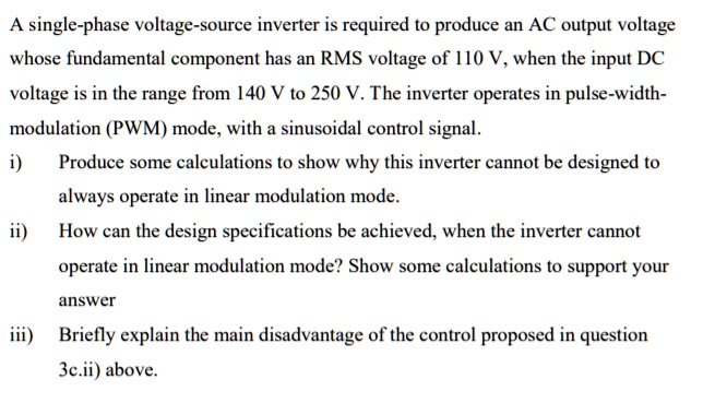 SOLVED: A single-phase voltage-source inverter is required to produce ...