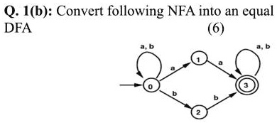 Q. 1(b): Convert following NFA into an equal DFA (6)