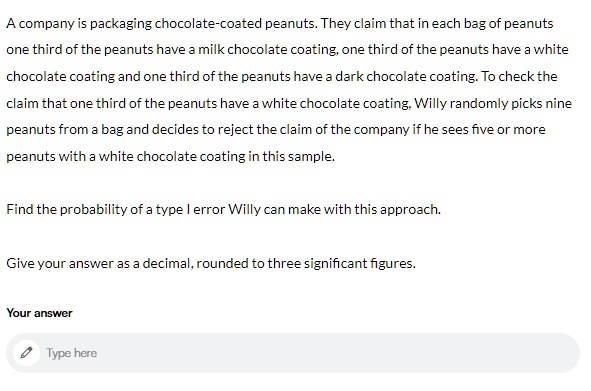 A company is packaging chocolate-coated peanuts. They claim that in ...