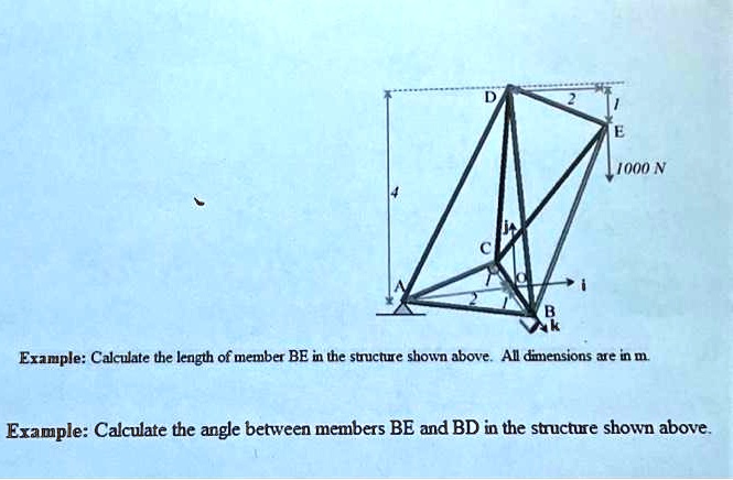 Example: Calculate the length of member BE in the structure shown above ...