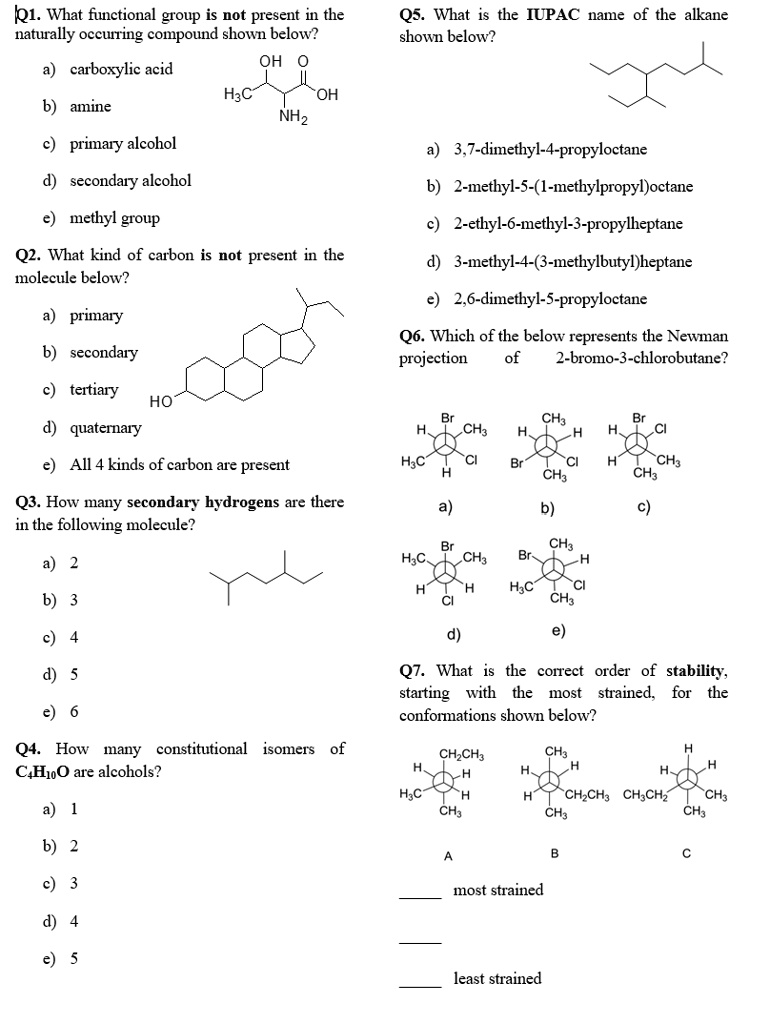 SOLVED: Q1. What functional group is not present in the naturally ...