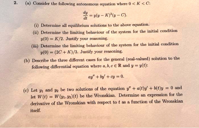 SOLVED: Consider the following autonomous equation where 0