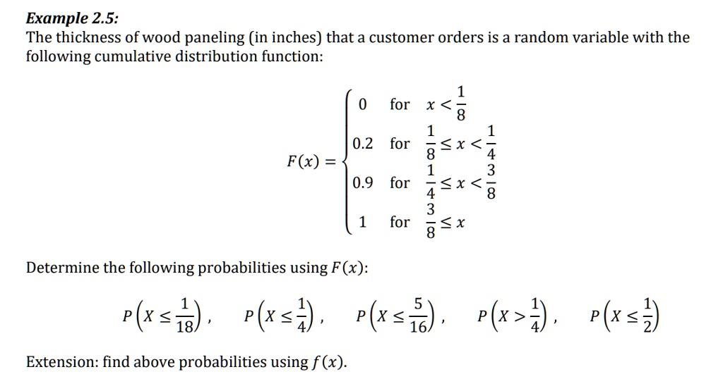SOLVED: ***Please solve using Cumulative Distribution Function Example ...