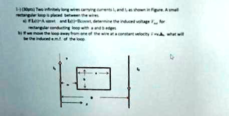 two infinitely long wires carrying currents i1 and i2 as shown in figure a small rectengular ...