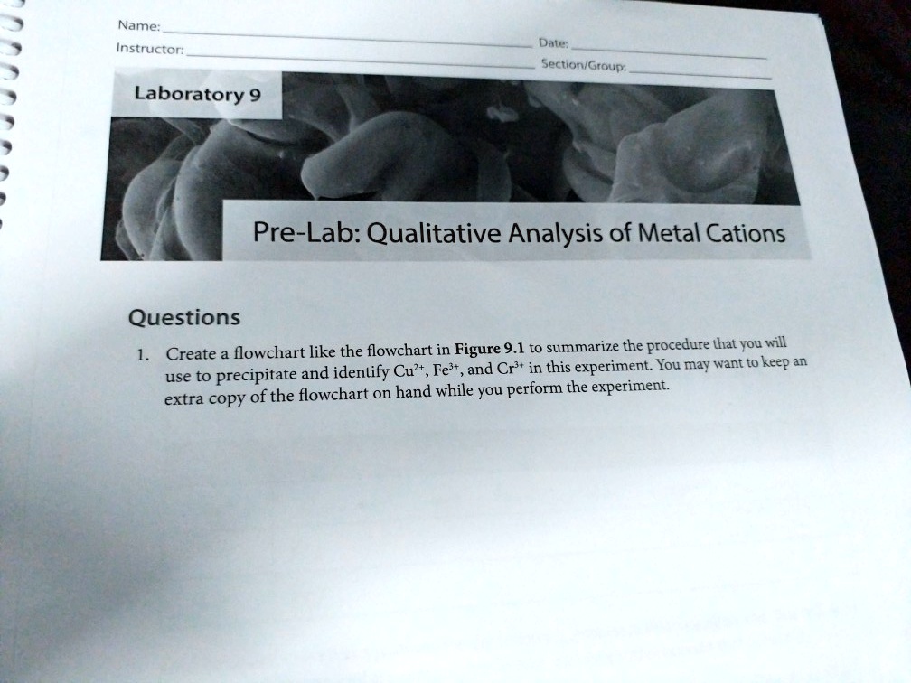 SOLVED: Text: Name: Instructor: Date: Section/Group: Laboratory 9 Pre-Lab: Qualitative Analysis ...