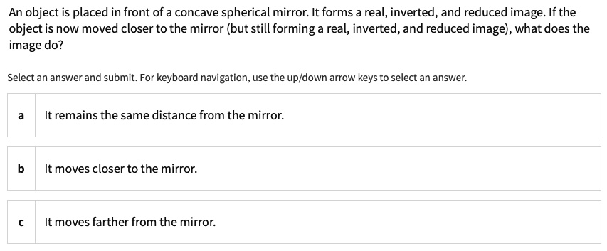 SOLVED:An object is placed in front of a concave spherical mirror: It forms a real, inverted ...