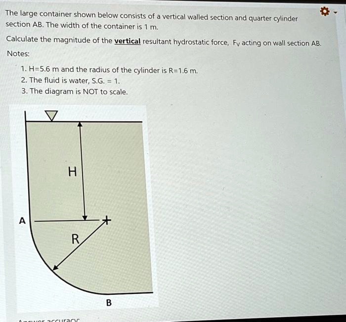 SOLVED: The large container shown below consists of a vertical walled ...