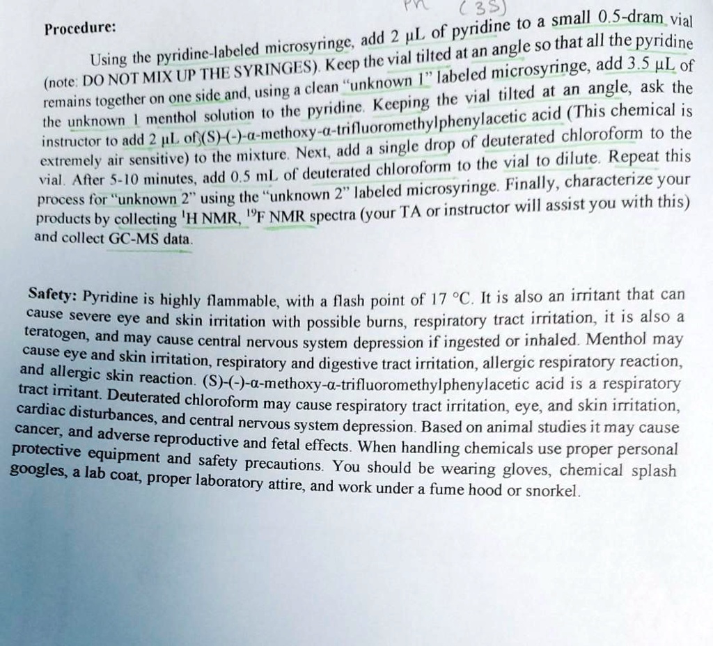 yl 39 procedure pyridine e 01 small 05 dram vial add 2 pl of labeled ...