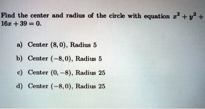 Find the center and radius of the circle with equation x^2