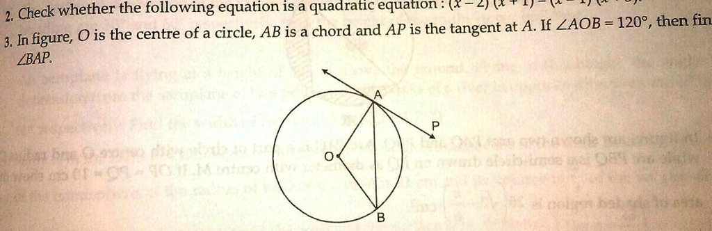 in figure o is the centre of a circle ab is a chord and if the tangent of 8 a if angle aob is ...