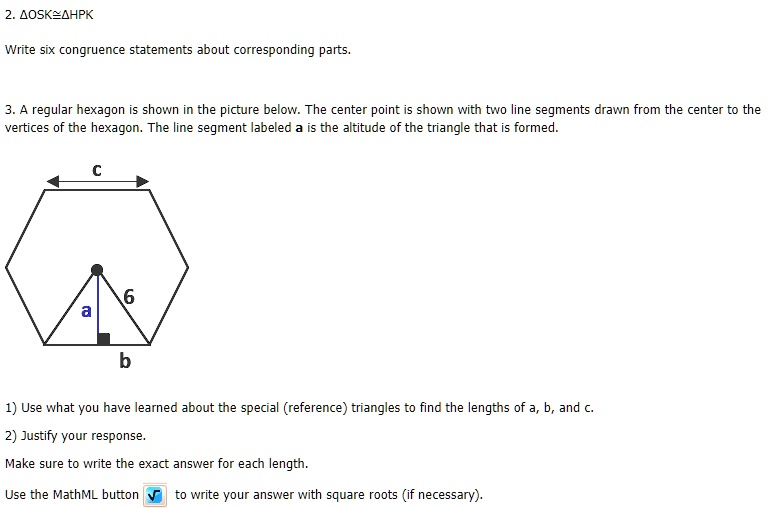 loskelhpk write six congruence statements about corresponding parts a ...