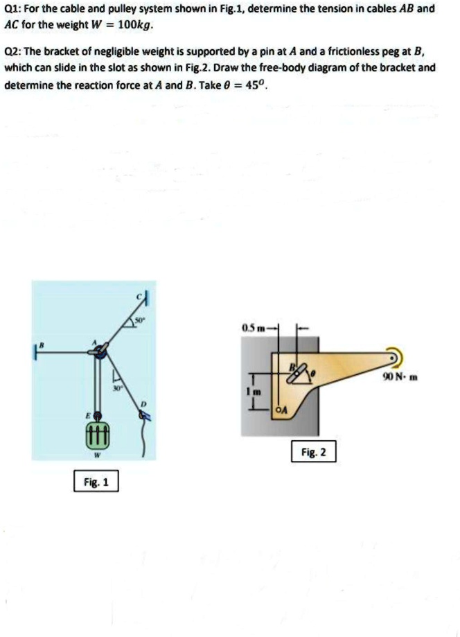 q1for the cable and pulley system shown in fig1determine the tension in ...
