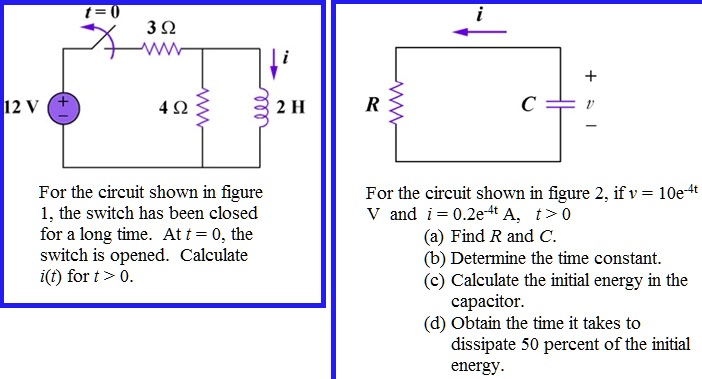SOLVED: 39 WWM 12 t 2H For the circuit shown in figure 1, the switch has been closed for a long ...