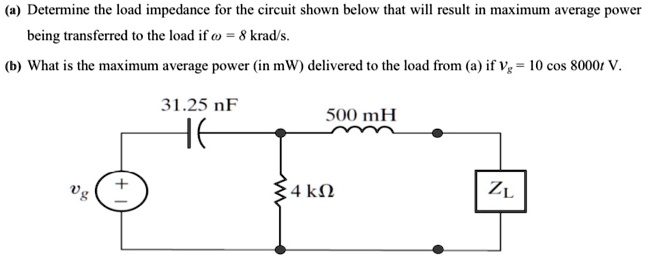 SOLVED: (a) Determine the load impedance for the circuit shown below that will result in maximum ...