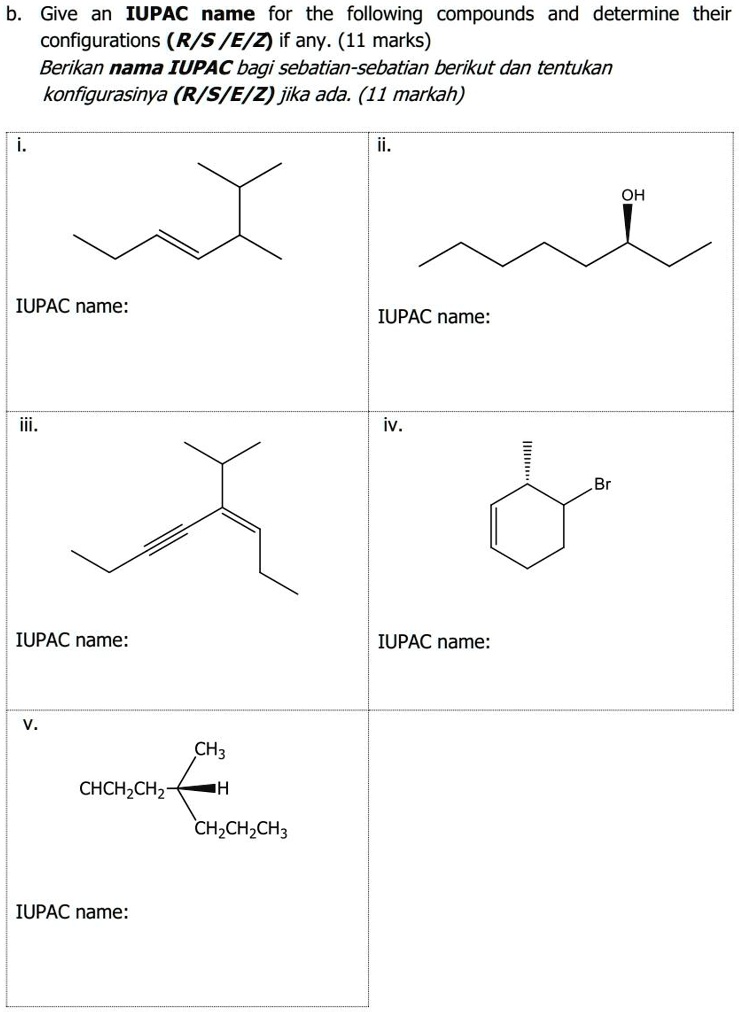 give an iupac name for the following compounds and determine their ...