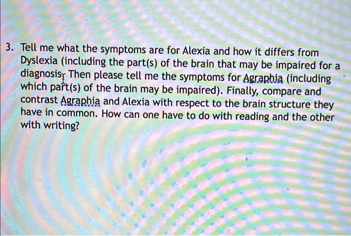 3 tell me what the symptoms are for alexia and how it differs from ...