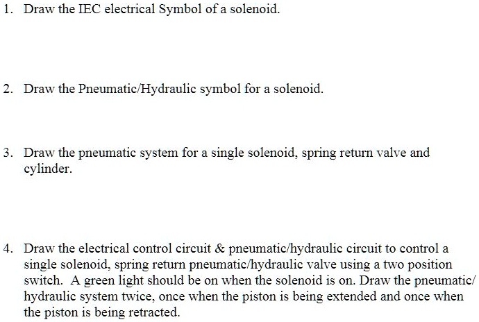SOLVED: 1. Draw the IEC electrical symbol of a solenoid. 2. Draw the ...
