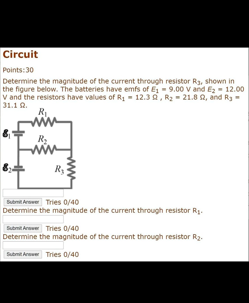 Solved Circuit Points 30 Determine The Magnitude Of The Current