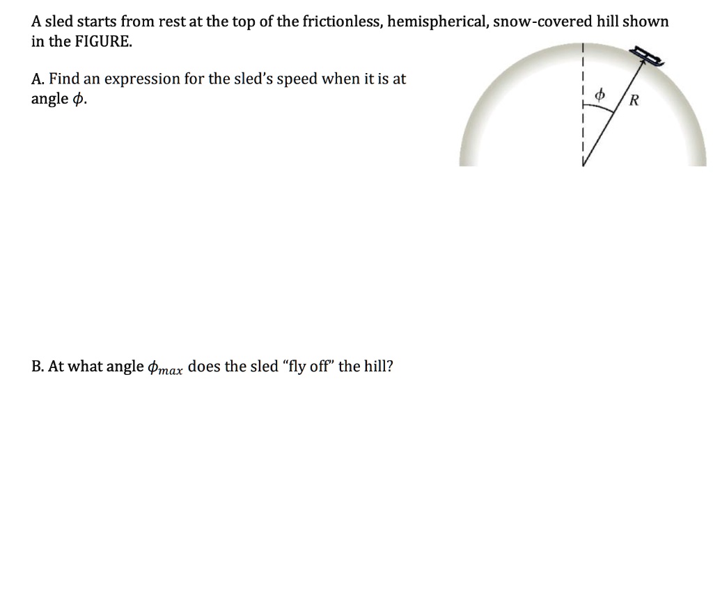 SOLVED: A sled starts from rest at the top of the frictionless ...