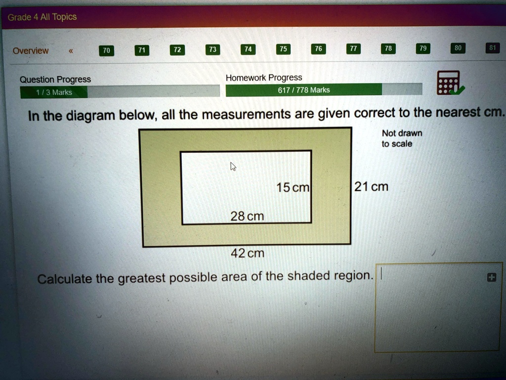 SOLVED: 'In the diagram below, all measurements are given correct to the nearest cm. Calculate ...