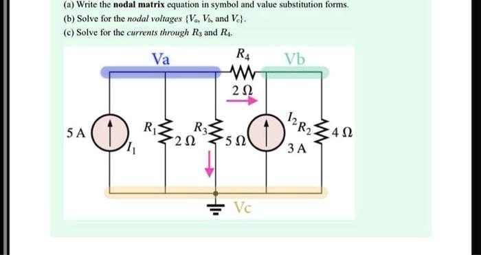 SOLVED: (a Write the nodal matrix equation in symbol and value ...