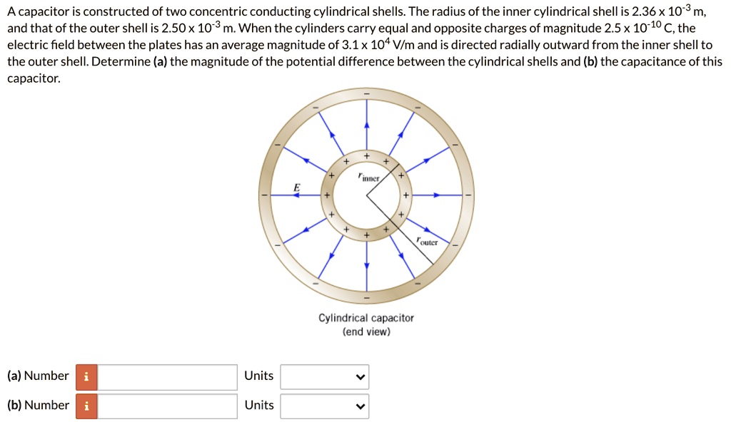 SOLVED:A capacitor is constructed of two concentric conducting ...