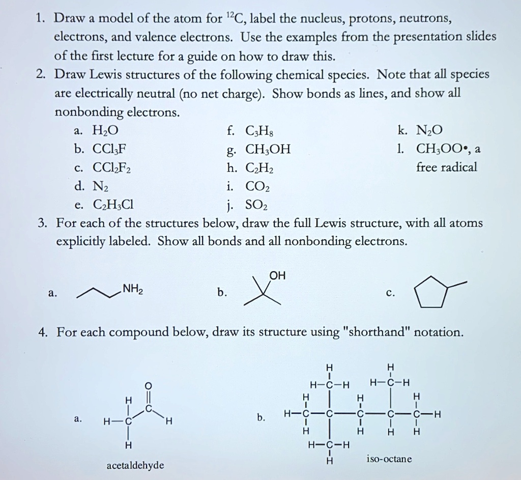 SOLVED: 'Draw a model of the atom for 12C, label the nucleus; protons ...
