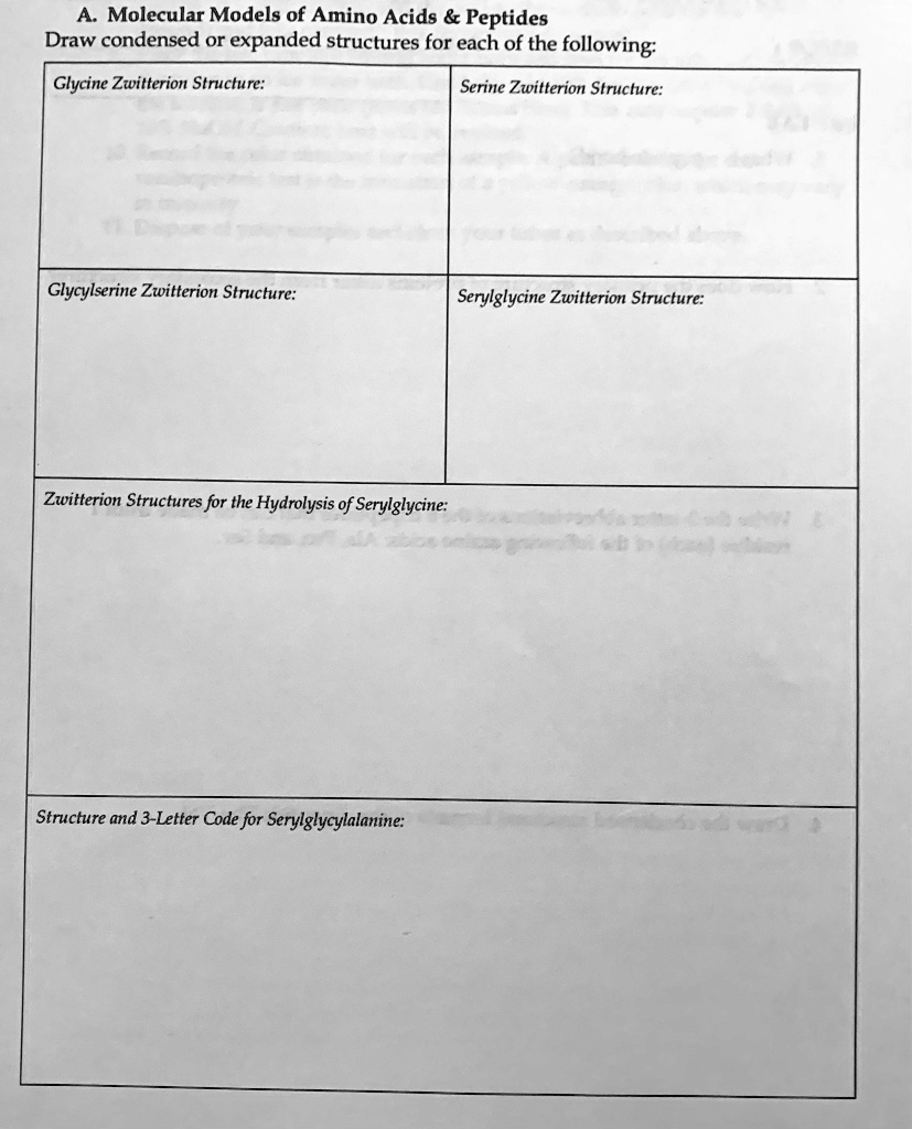A. Molecular Models of Amino Acids Peptides Draw condensed or expanded ...