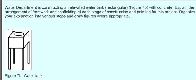Water Department is constructing an elevated water tank (rectangular ...