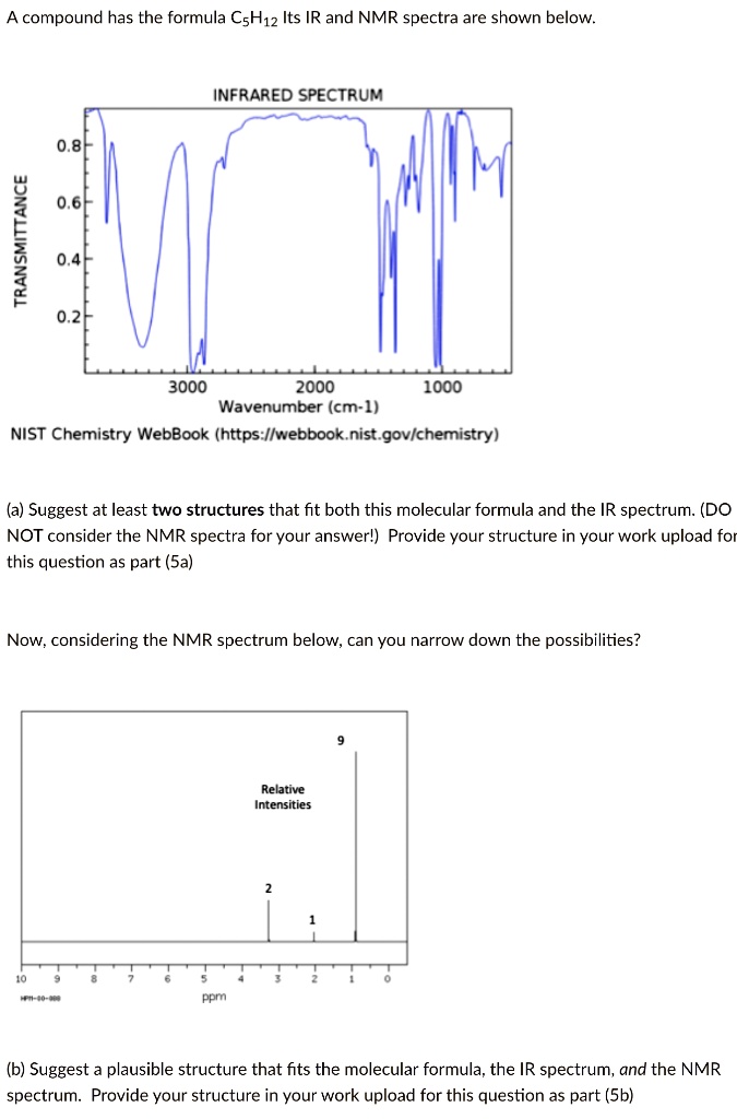 SOLVED: A compound has the formula CsH1. Its IR and NMR spectra are ...