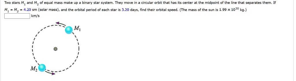 SOLVED: Two stars M and Mz of equal mass make up a binary star system. They move in a circular ...