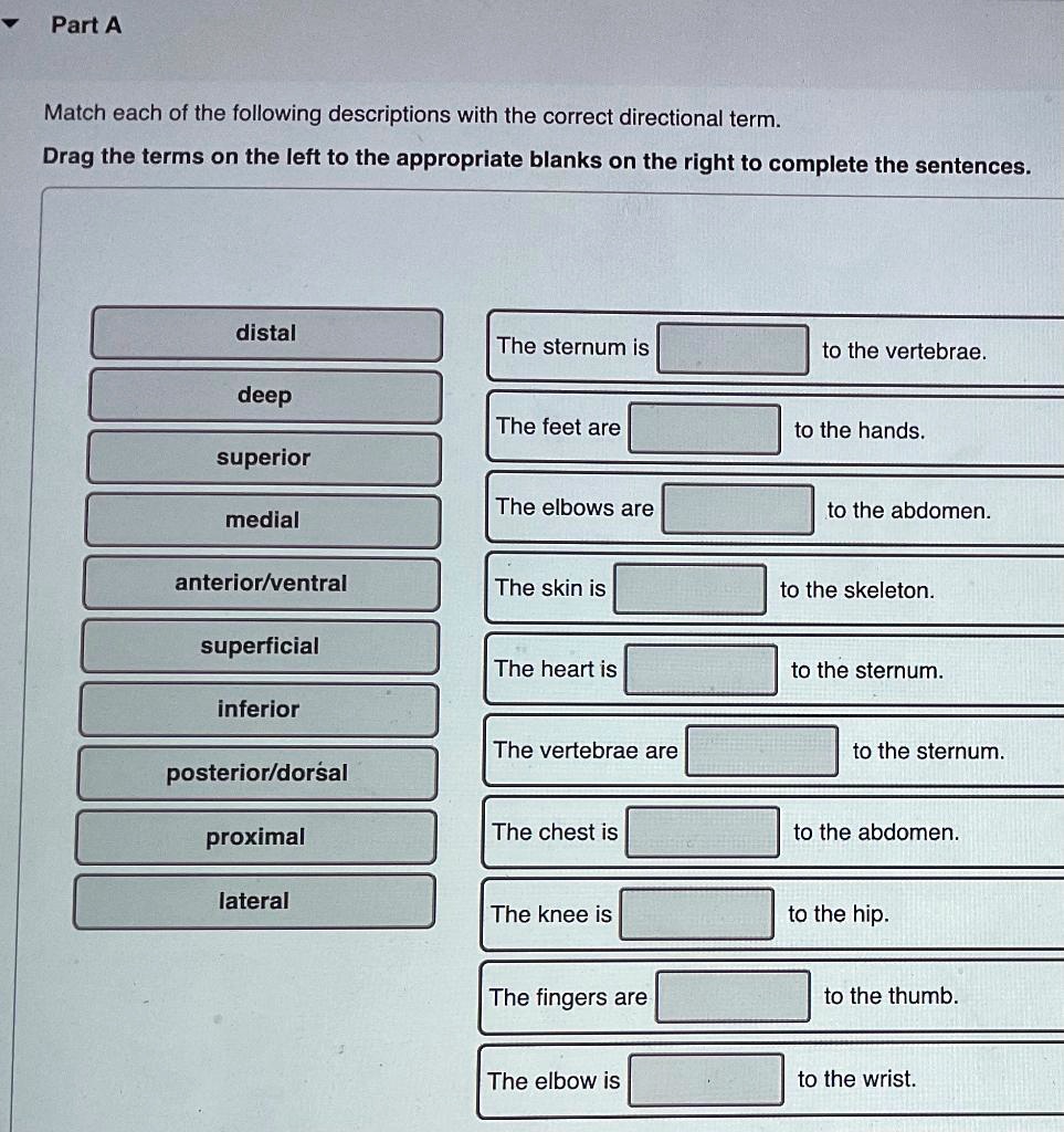 part a match each of the following descriptions with the correct ...