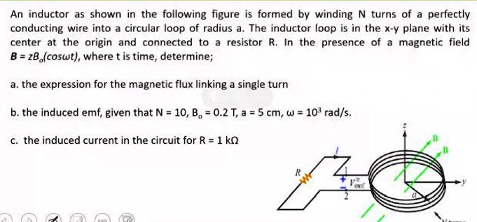 An inductor as shown in the following figure is formed by winding N ...