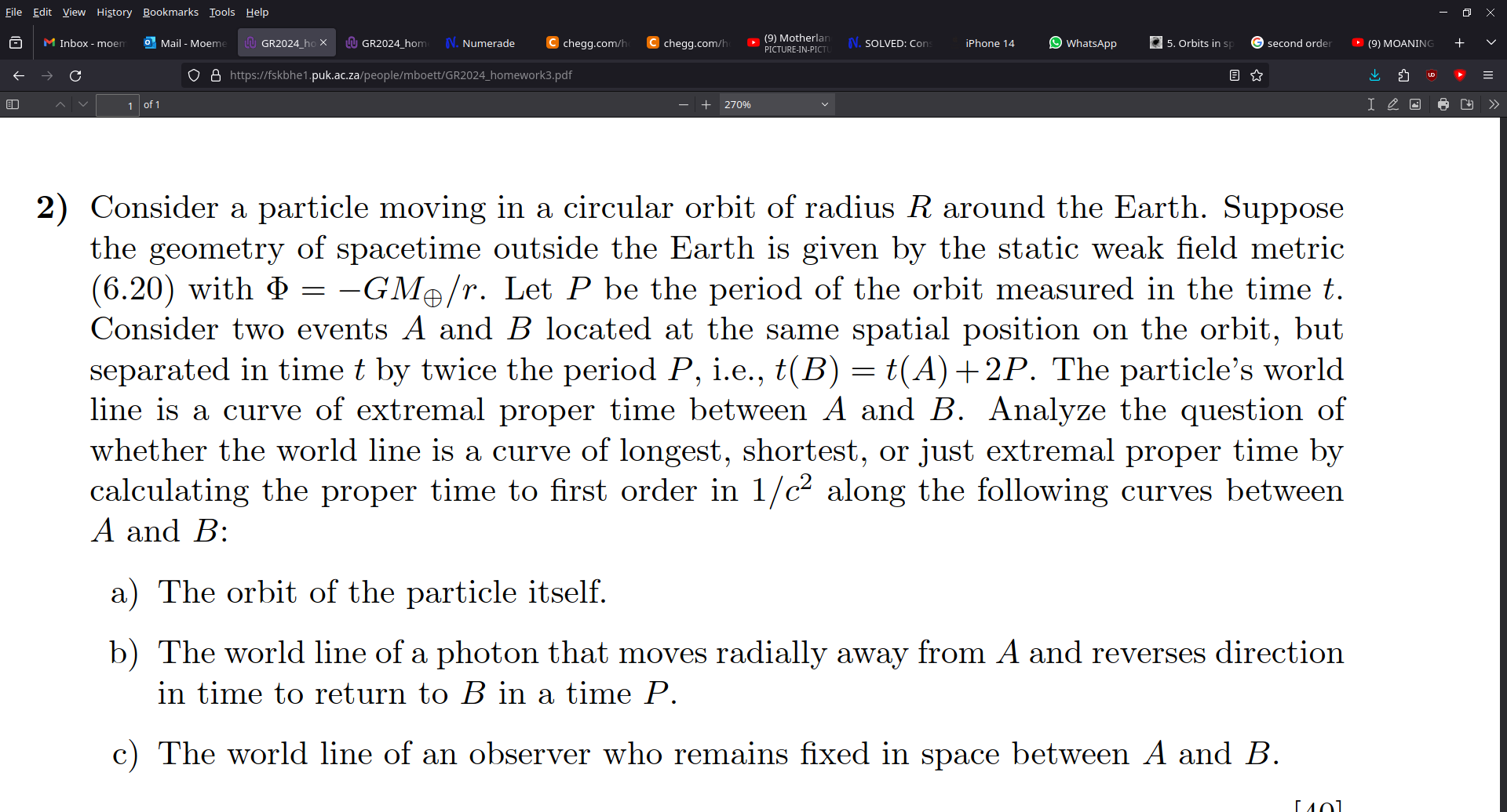 SOLVED: File Edit View History Bookmarks Iools Help ? M Inbox - m ? N. Numerad C chegg.com C ...
