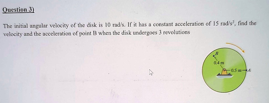 SOLVED: The initial angular velocity of the disk is 10 rad/s. If it has a constant acceleration ...