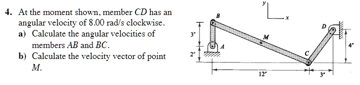 SOLVED: At the moment shown member CD has an angular velocity of 8.00 rad/s clockwise Calculate ...