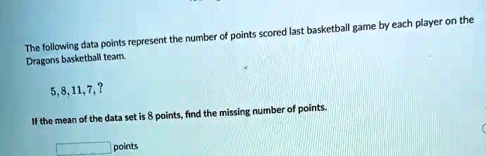 SOLVED: basketball game by each player on the represcnt the number of points scored last The ...